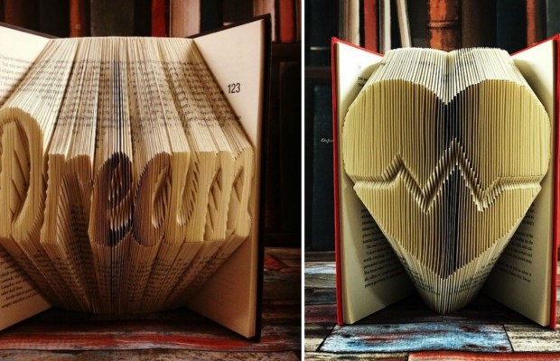 By Carefully Folding Their Pages, Artist Turns Old Books Into 3D Sculptures