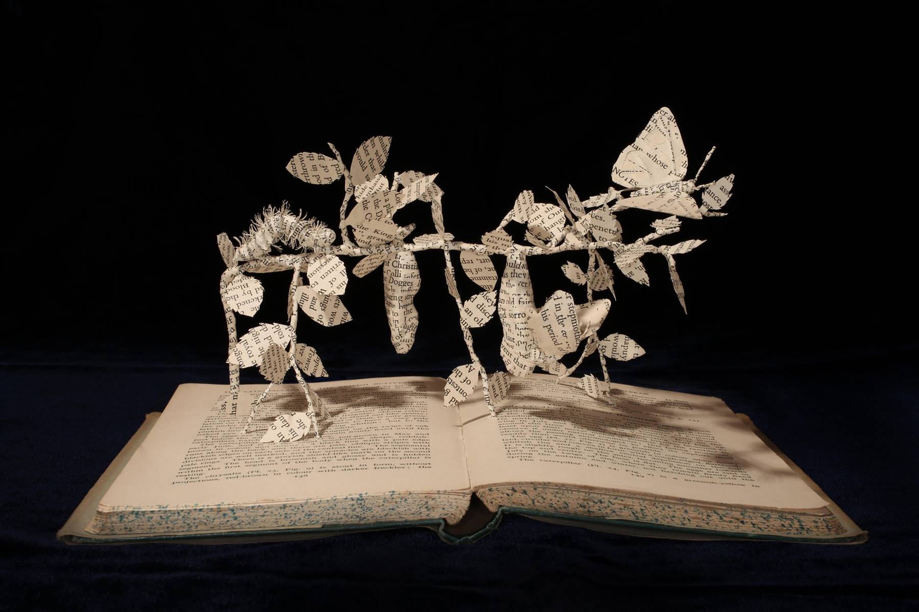 Artist creates incredible book sculptures from antique books paper